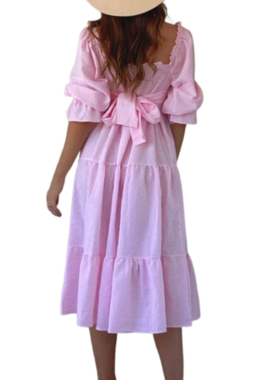 Astrid Midi Dress in Pink – Outrageous Clothing Co